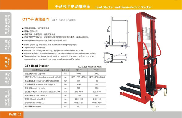 Hand Stacker with 1000kg Capacity